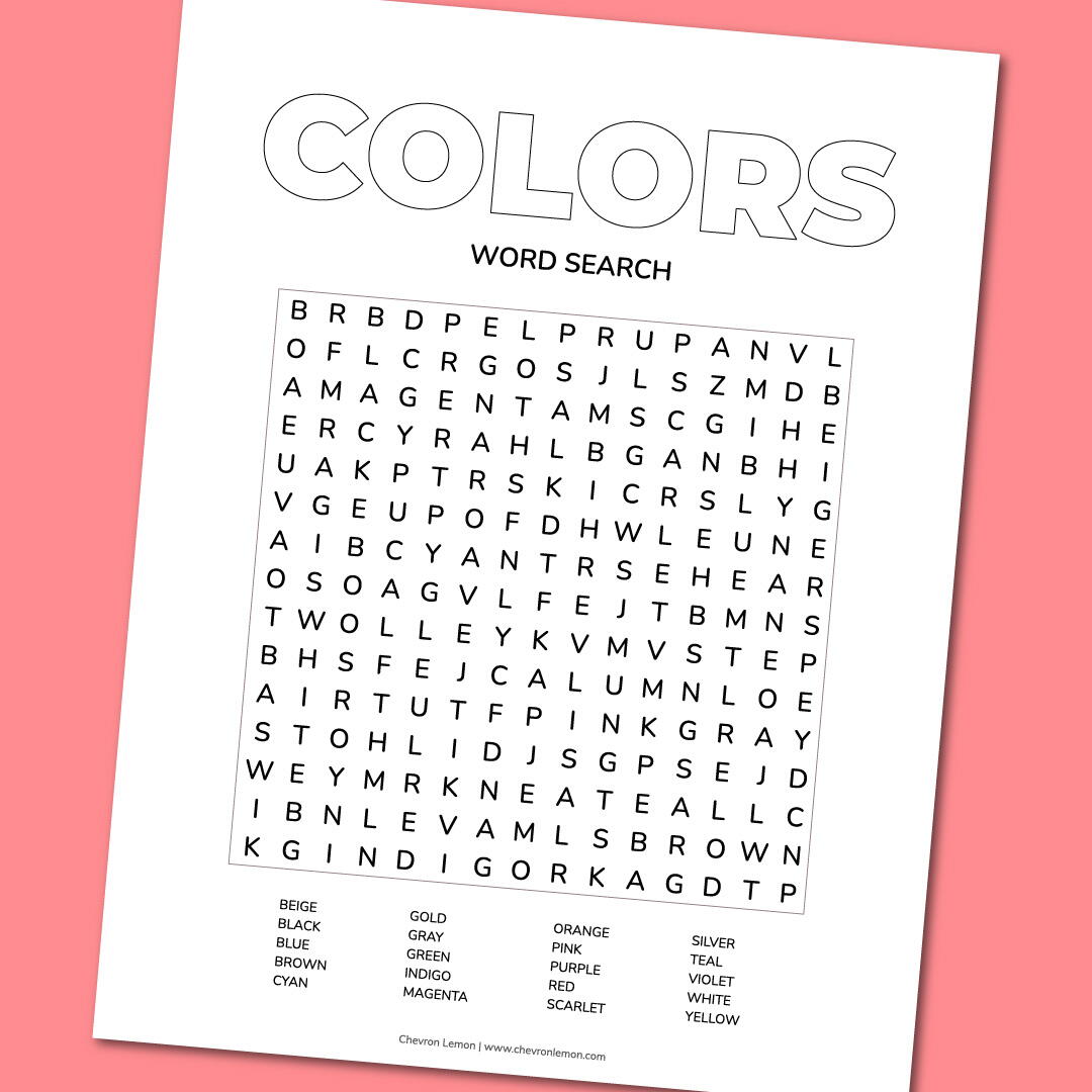 Printable Colors Word Search | AllFreeKidsCrafts.com