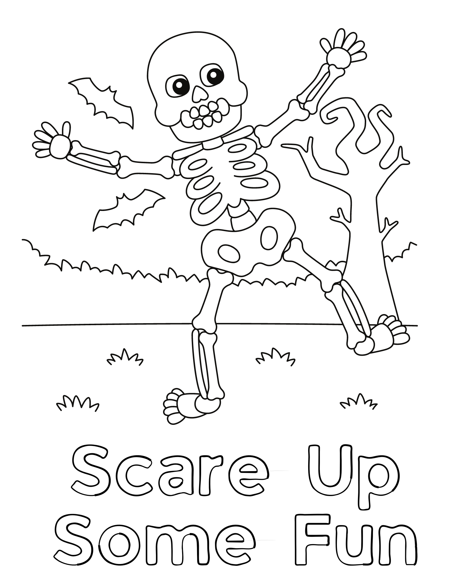 Spooky Scary Skeleton Coloring Pages | AllFreePaperCrafts.com
