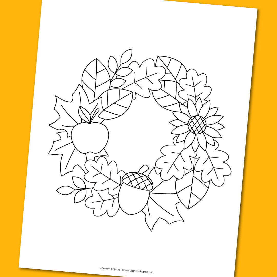 Printable Fall Wreath Coloring Page | FaveCrafts.com