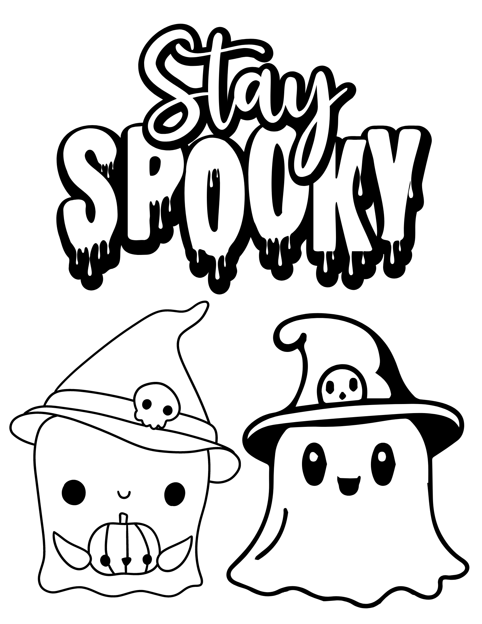 Spooktacular Ghost Coloring Pages | AllFreePaperCrafts.com