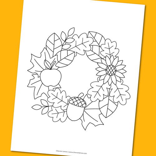 Printable Fall Wreath Coloring Page | AllFreeHolidayCrafts.com
