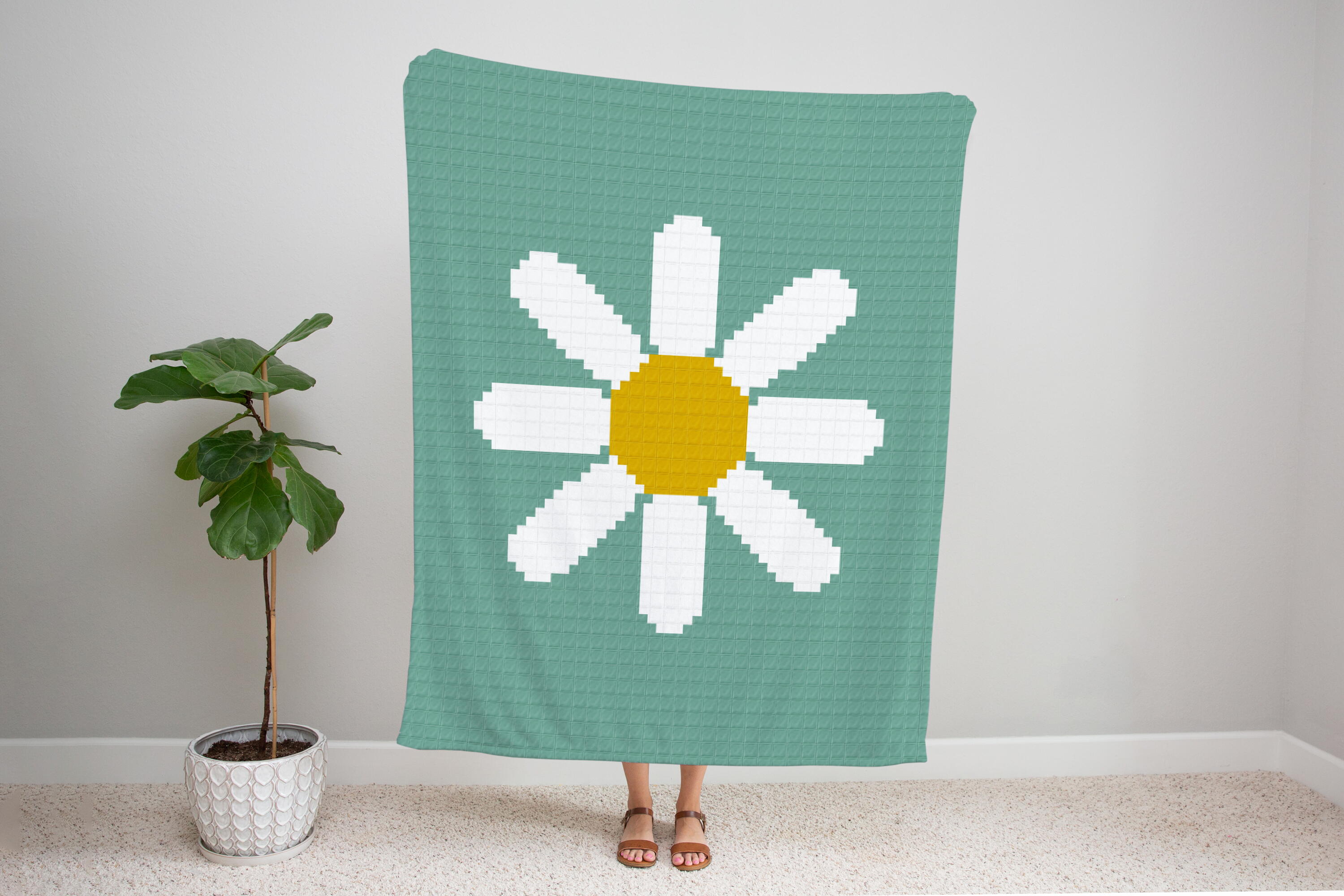 C2c Large Daisy Crochet Blanket | AllFreeCrochetAfghanPatterns.com