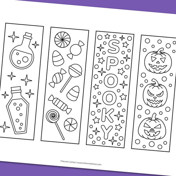 Free Printable Halloween Coloring Bookmarks | DIYIdeaCenter.com