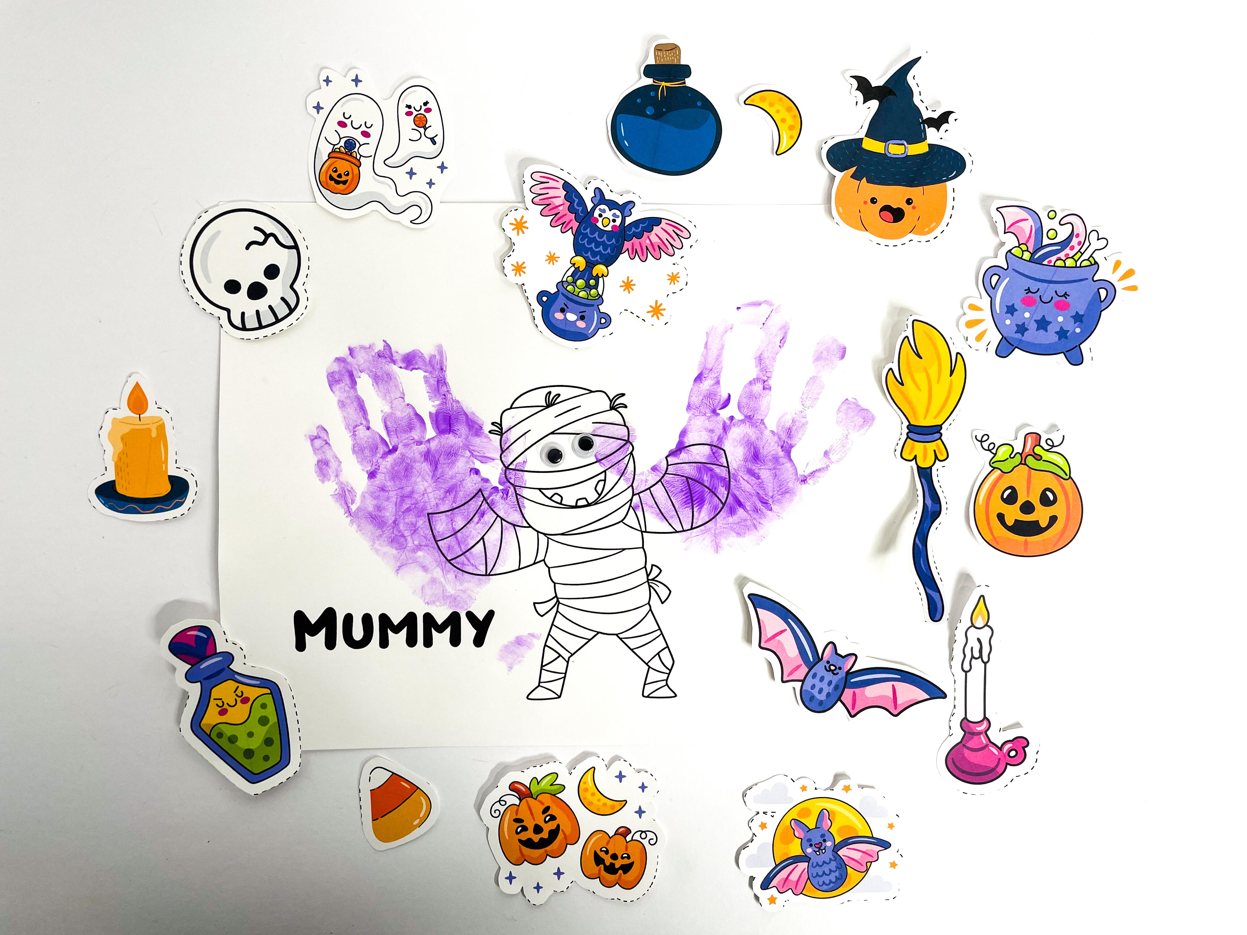 Mummy Handprint For Halloween | AllFreeKidsCrafts.com