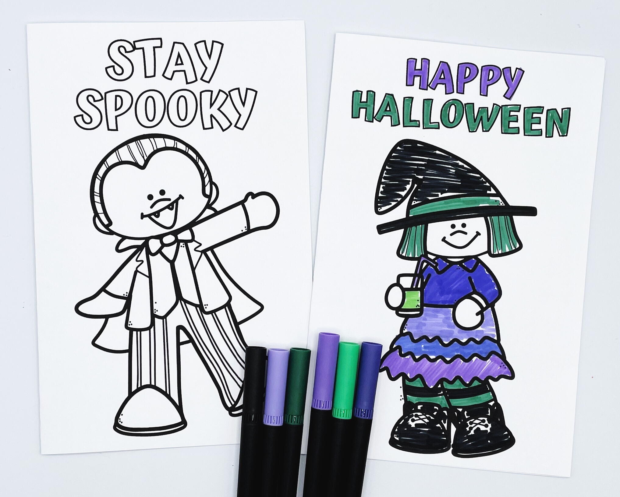 Halloween Coloring Cards | AllFreeKidsCrafts.com