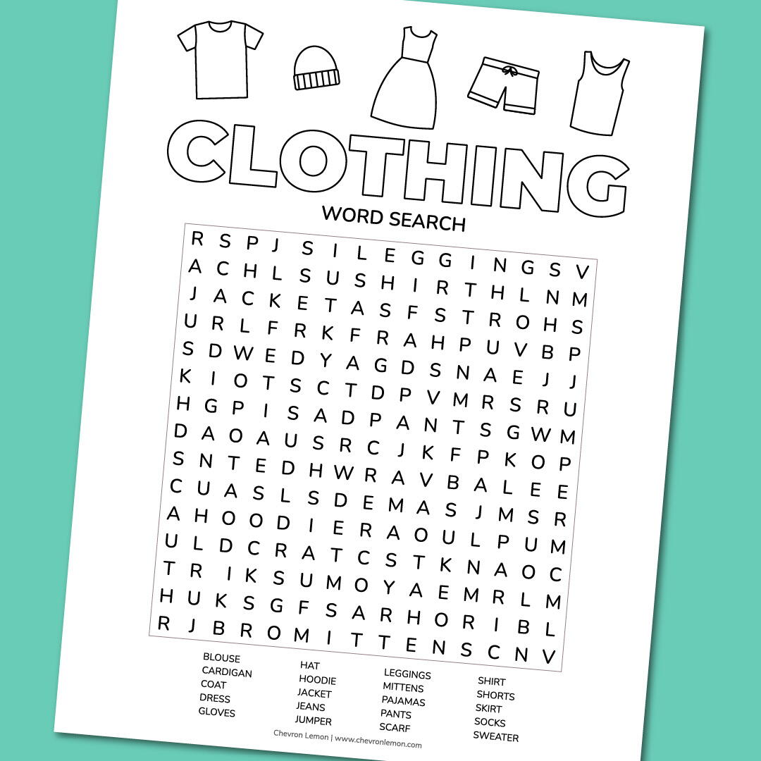 Printable Clothing Word Search | AllFreePaperCrafts.com