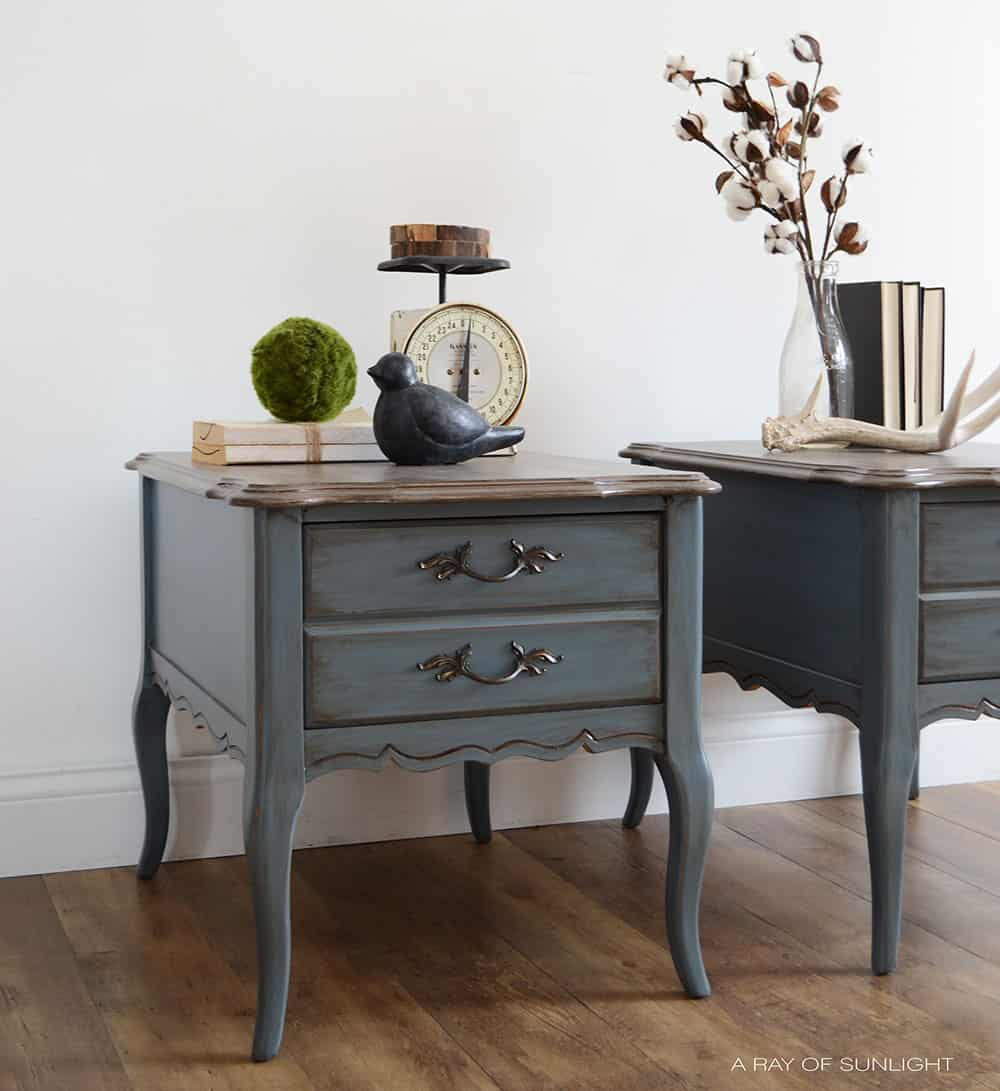 Distressed Light Blue Nightstands | DIYIdeaCenter.com