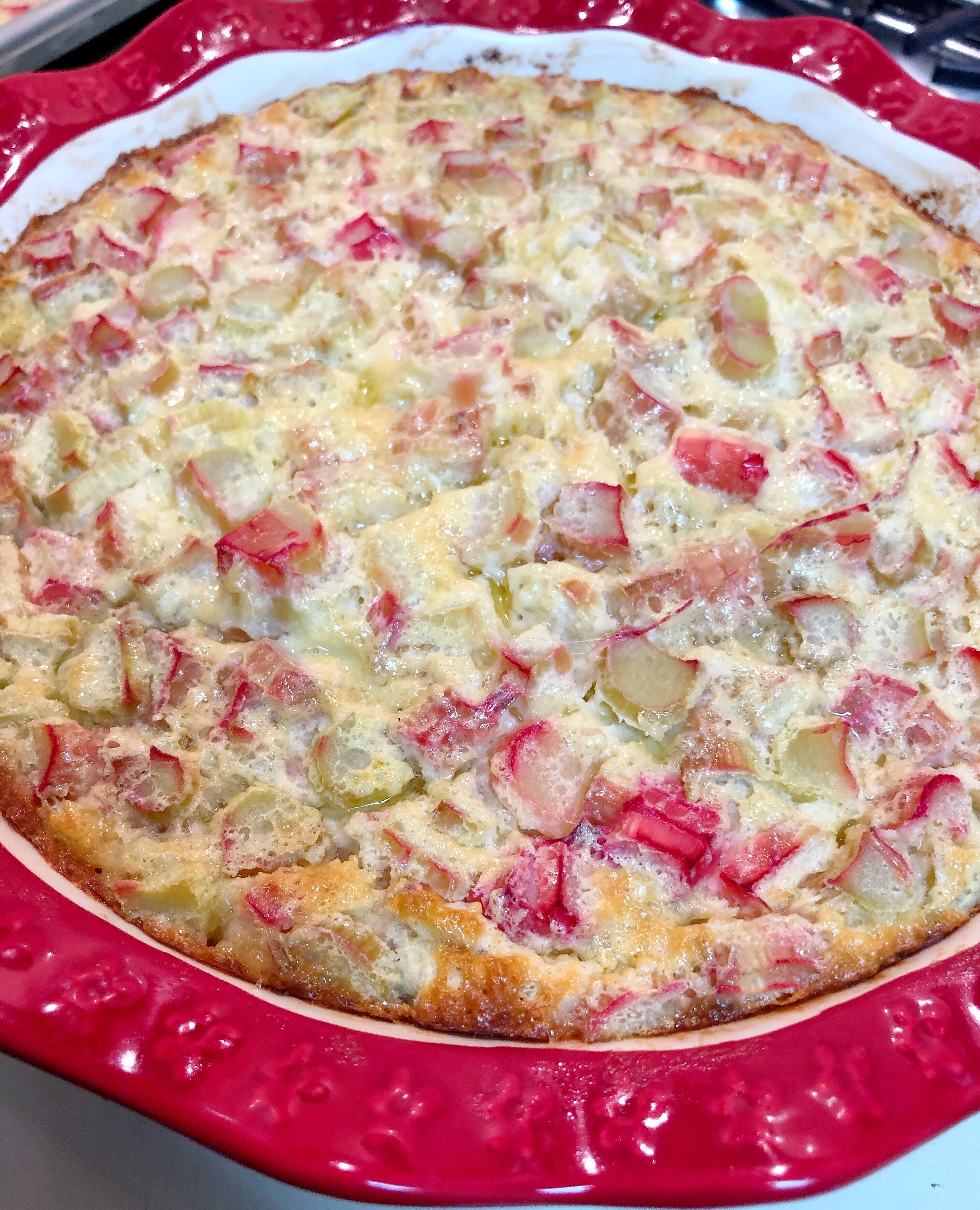 Crustless Rhubarb Custard Pie Easy Recipe | TheBestDessertRecipes.com