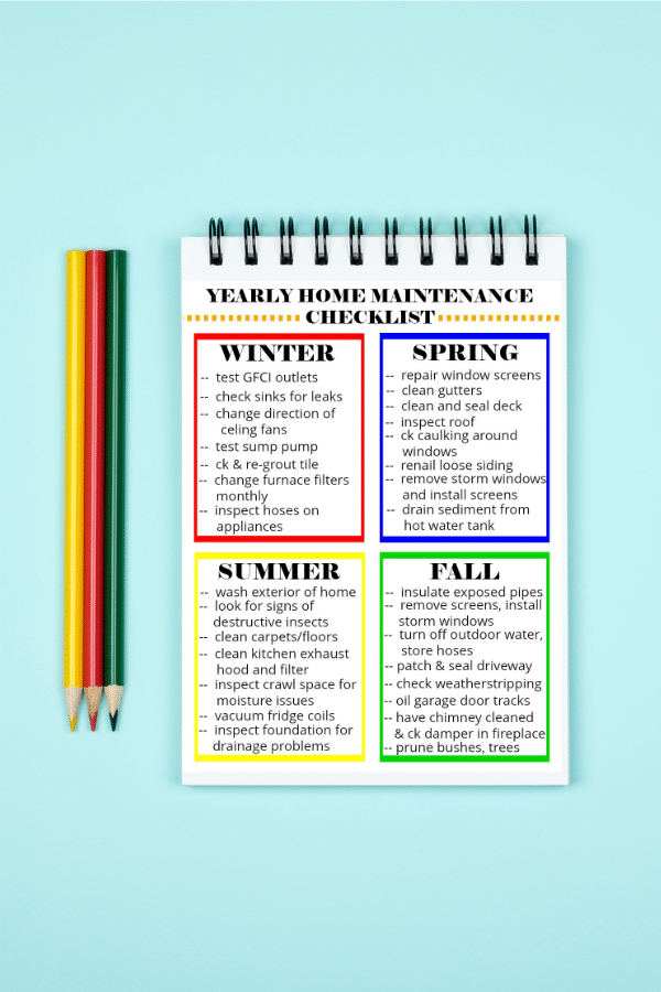 Yearly Home Maintenance Checklist | AllFreePaperCrafts.com
