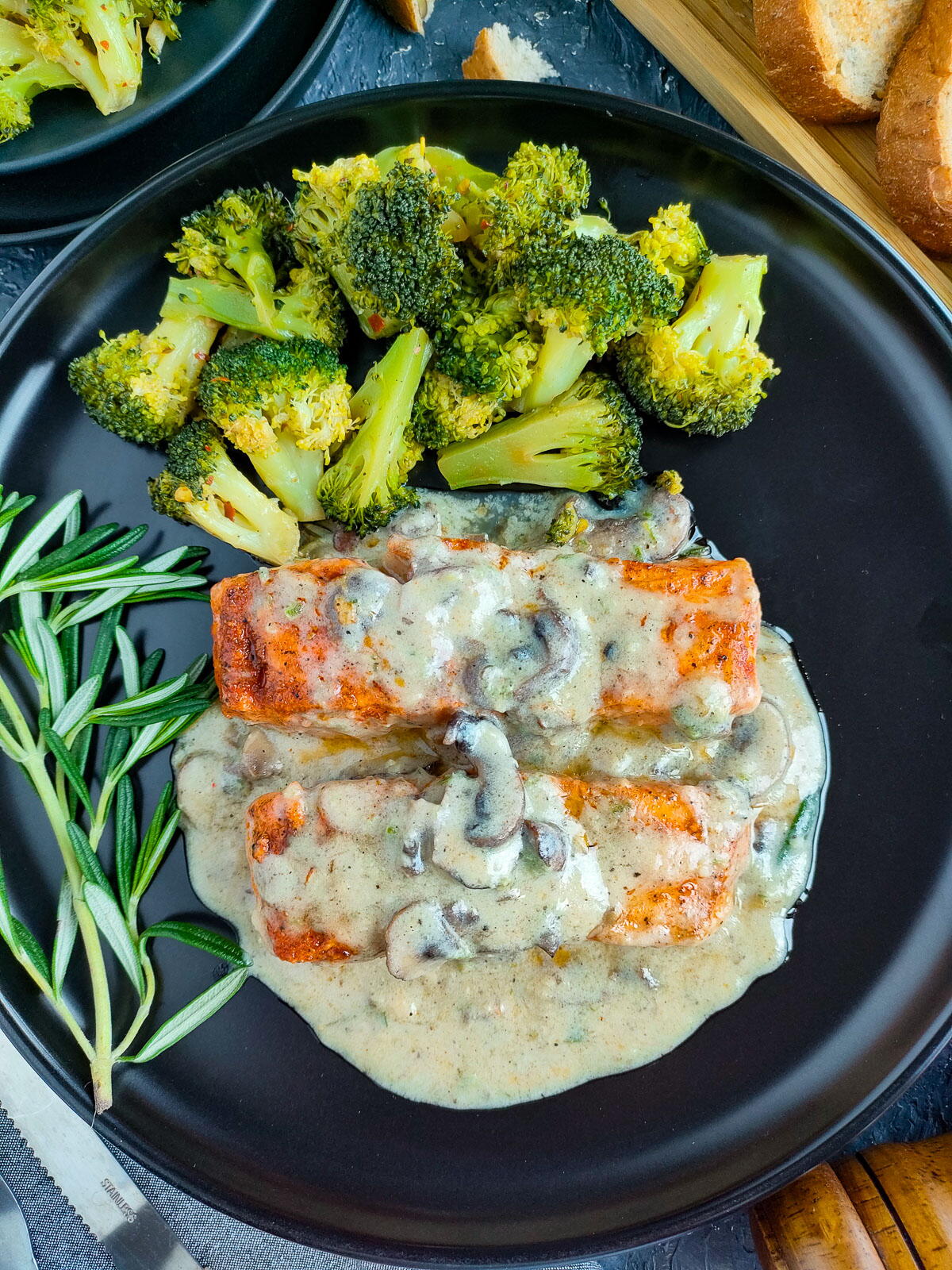 Easy Pan Seared Salmon With Mushroom Sauce | FaveHealthyRecipes.com