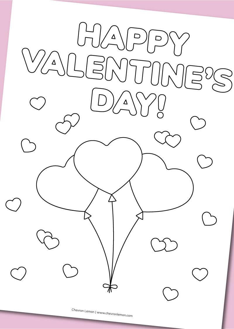 Printable Heart Balloons Coloring Page | FaveCrafts.com
