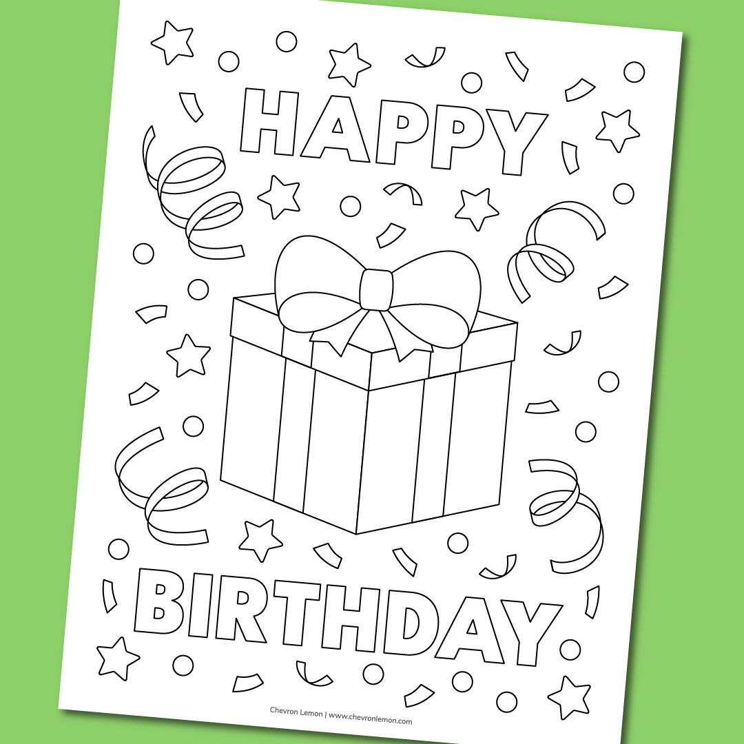 Printable Birthday Gift Box Coloring Page | FaveCrafts.com