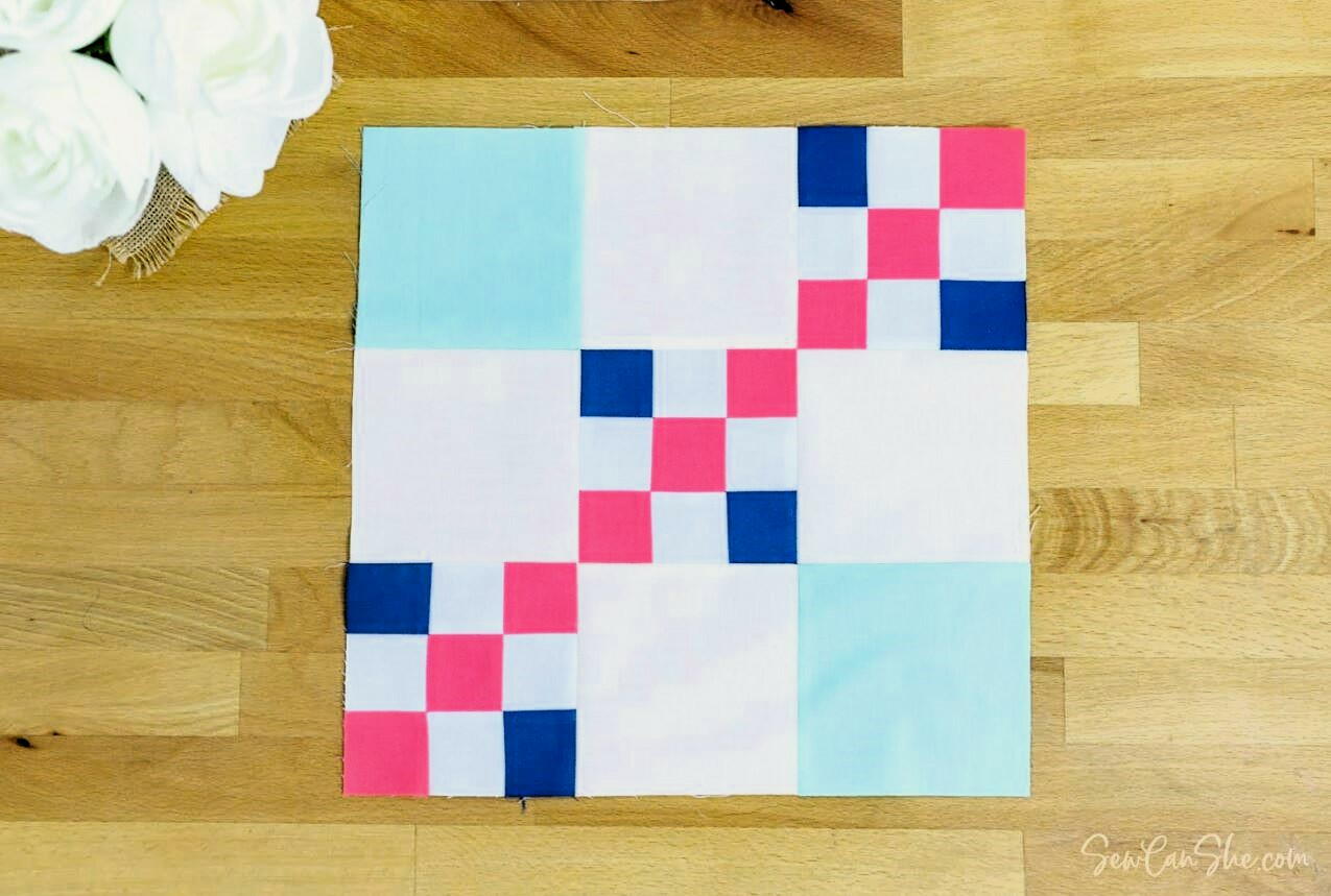 Nine Patch Chain Quilt Block Pattern [For Free] | FaveQuilts.com