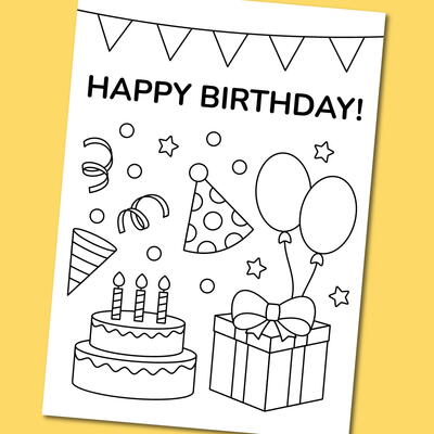 Printable Birthday Party Coloring Card | DIYIdeaCenter.com