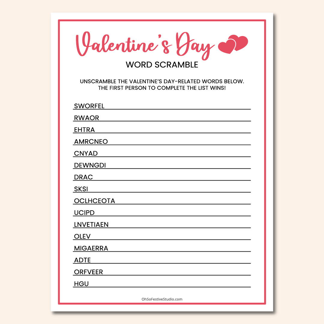 Valentine's Day Word Scramble | FaveCrafts.com
