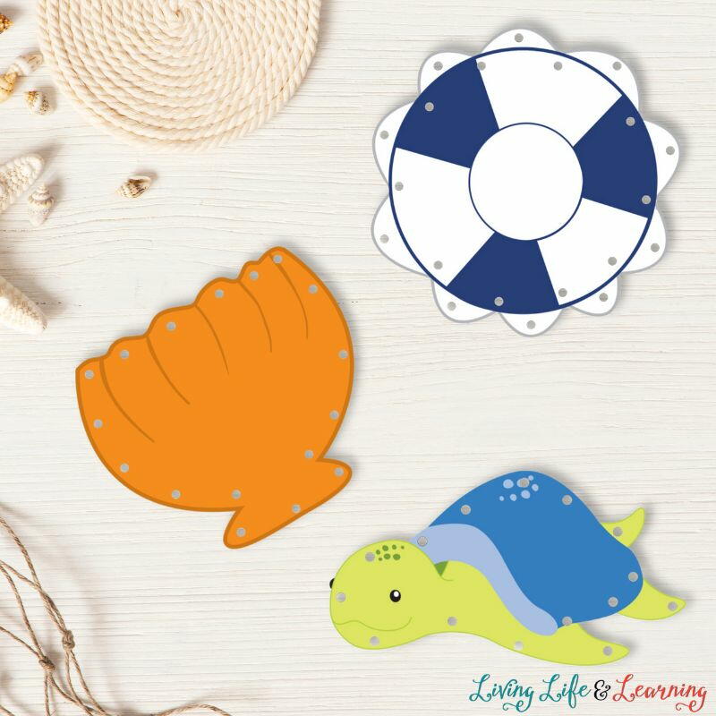 Ocean Lacing Cards | AllFreeKidsCrafts.com