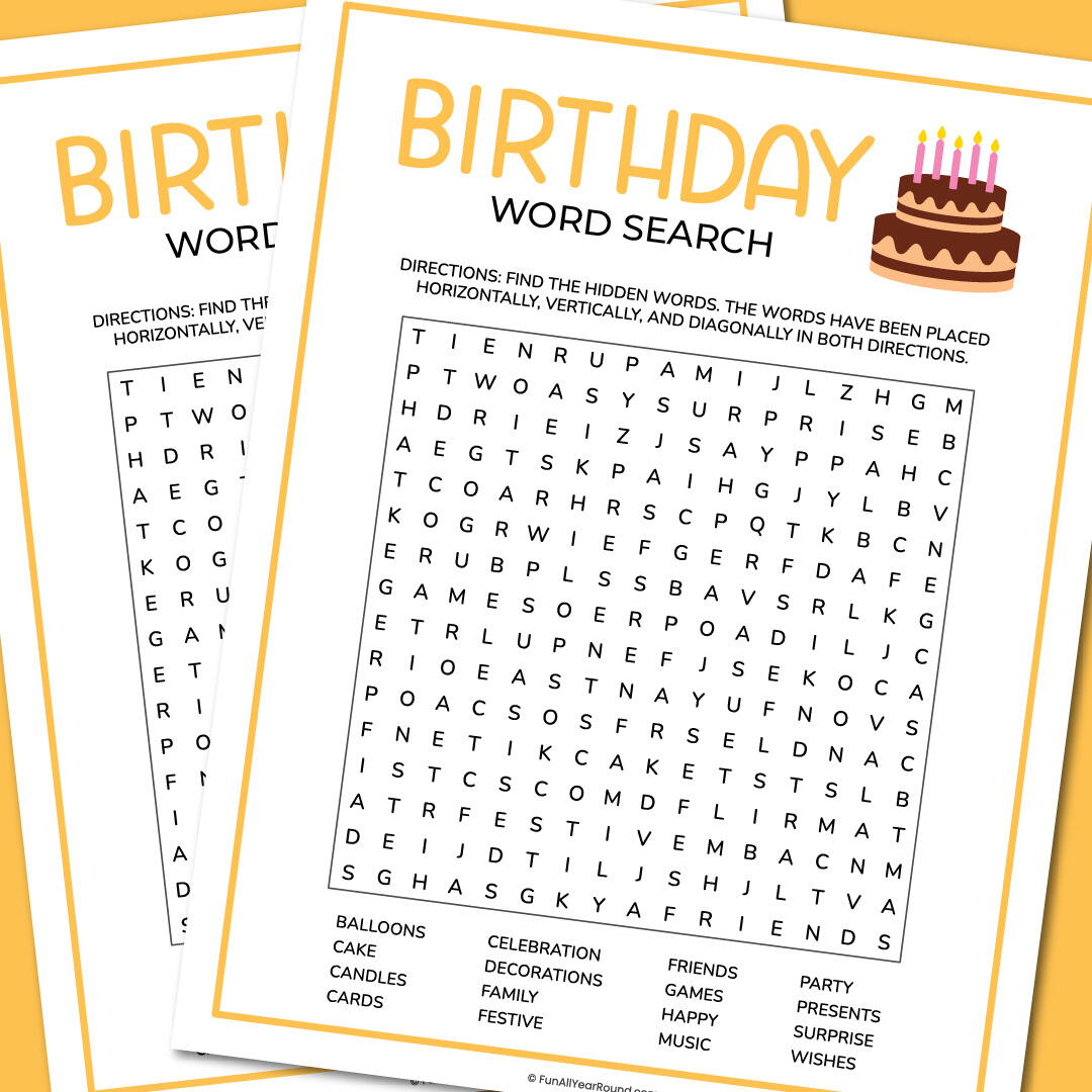 Birthday Word Search | FaveCrafts.com