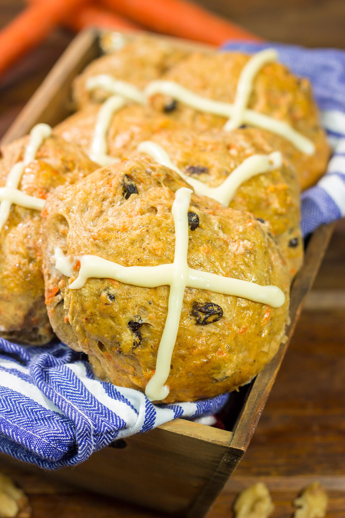 Carrot Cake Hot Cross Buns | TheBestDessertRecipes.com