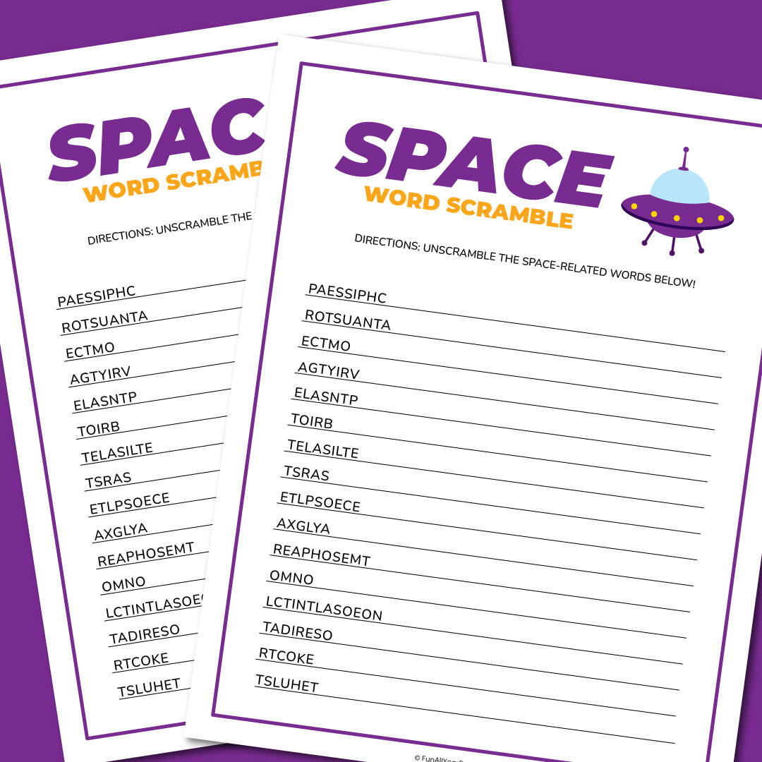 Space Word Scramble | AllFreePaperCrafts.com