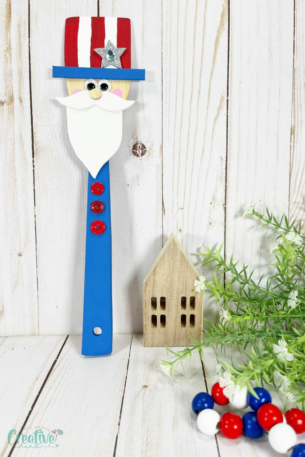 Wooden Spoon Uncle Sam Patriotic Craft | FaveCrafts.com