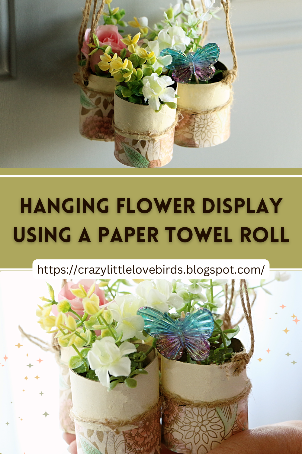 Eco-friendly Home Decor: Hanging Flower Display Using A Paper Towel Roll | FaveCrafts.com