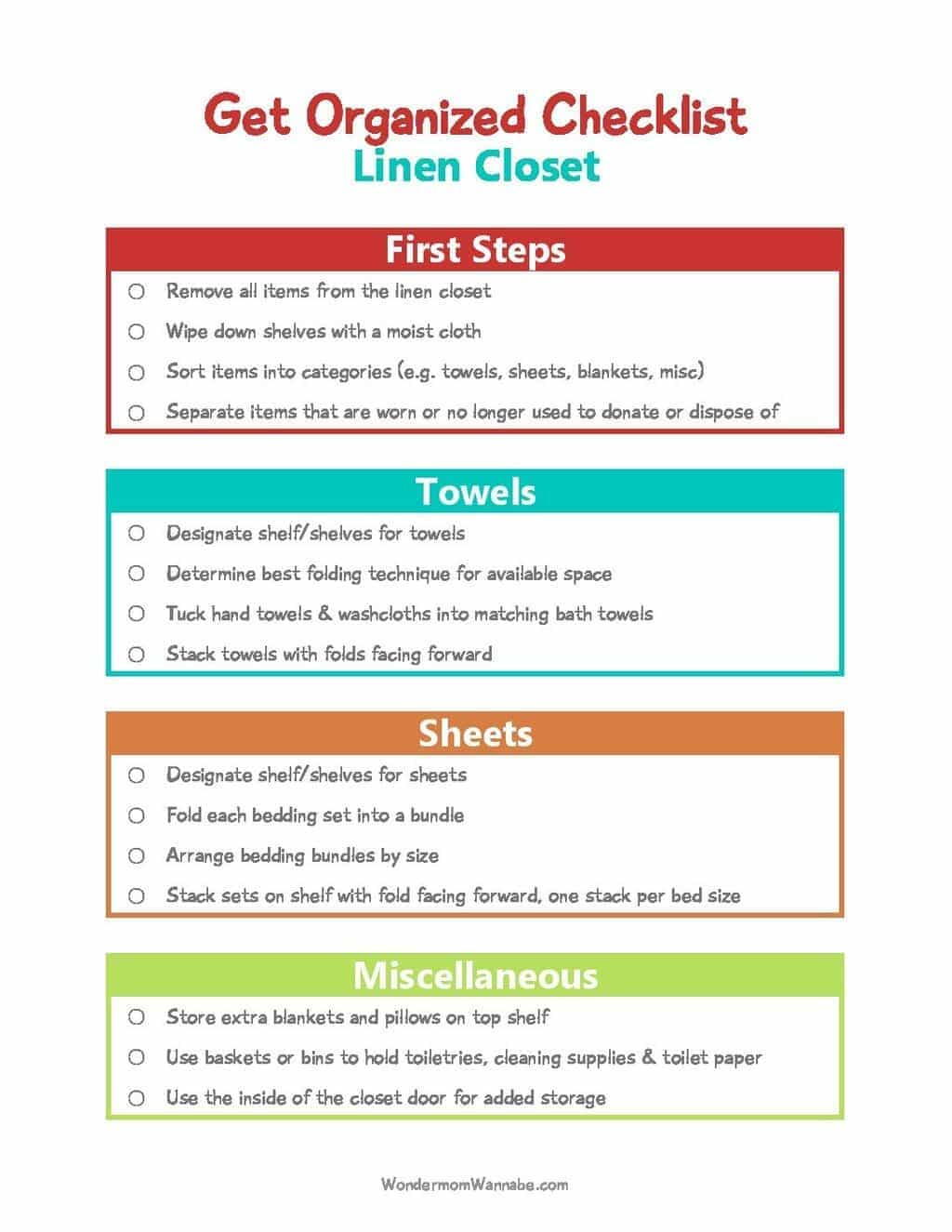 Get Organized Checklist For Your Linen Closet | AllFreePaperCrafts.com
