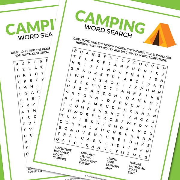Camping Word Search | DIYIdeaCenter.com