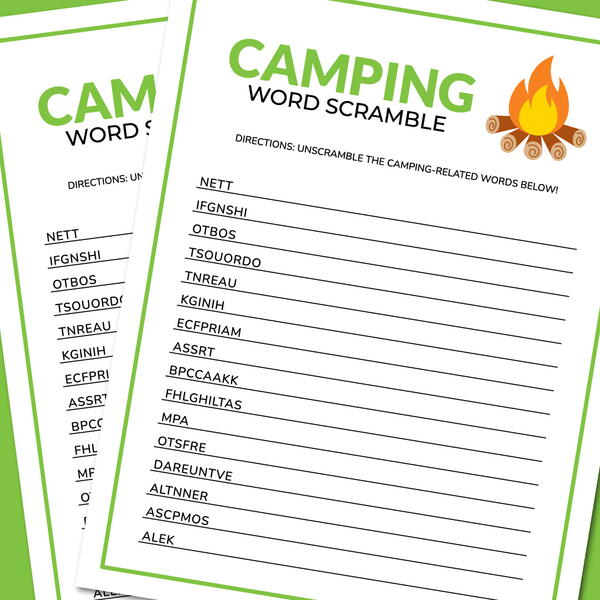 Camping Word Scramble | DIYIdeaCenter.com