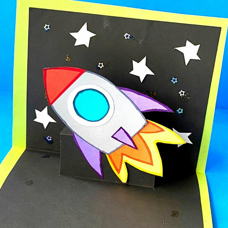 Space Rocket Pop Up Card | AllFreePaperCrafts.com
