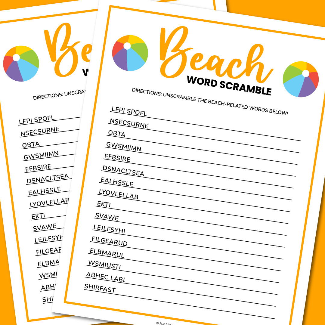 Beach Word Scramble | AllFreeHolidayCrafts.com