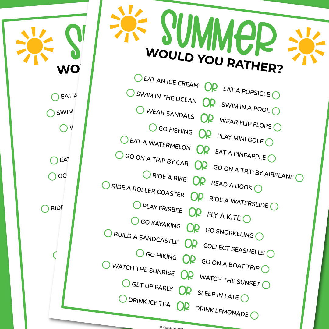 Summer Would You Rather | AllFreeHolidayCrafts.com