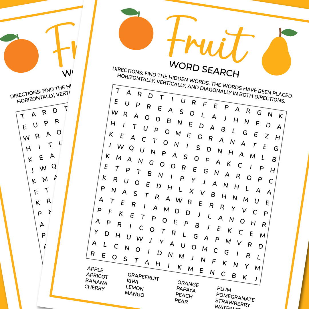 Fruit Word Search | DIYIdeaCenter.com