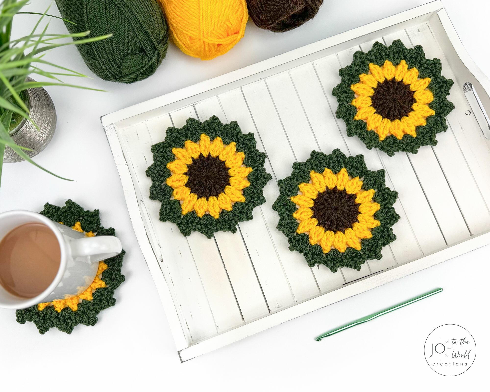 Sunflower Coasters Crochet Pattern | AllFreeCrochet.com