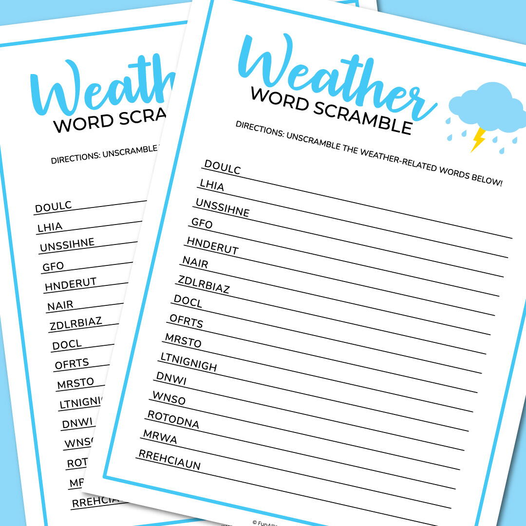 Weather Word Scramble | AllFreePaperCrafts.com