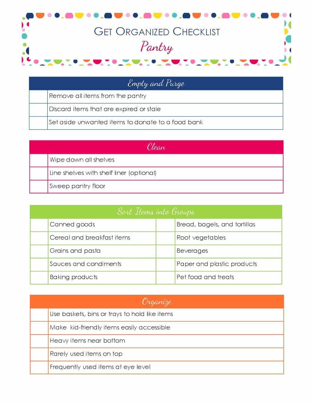 Get Organized Checklist For Your Pantry | AllFreePaperCrafts.com
