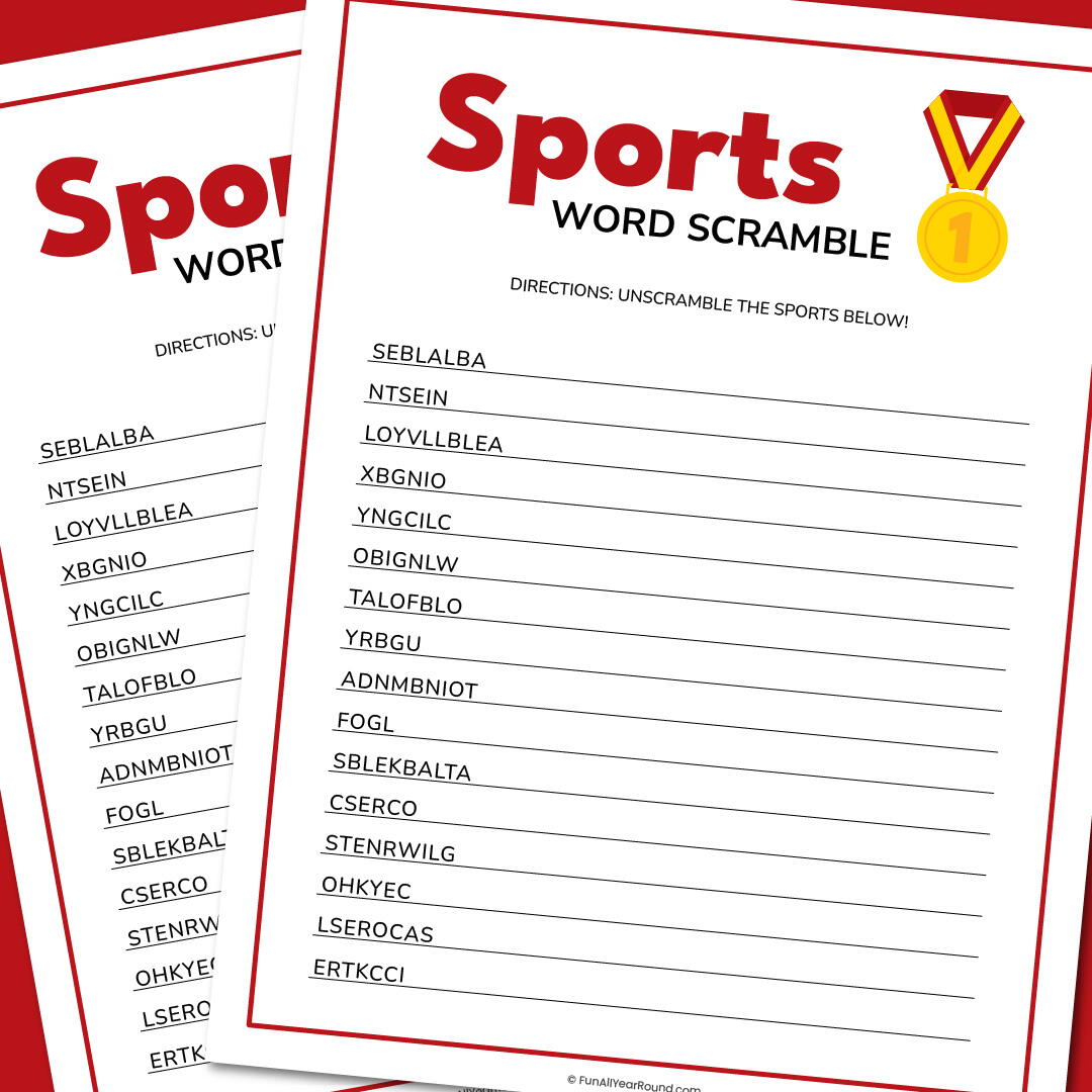Sports Word Scramble | AllFreePaperCrafts.com