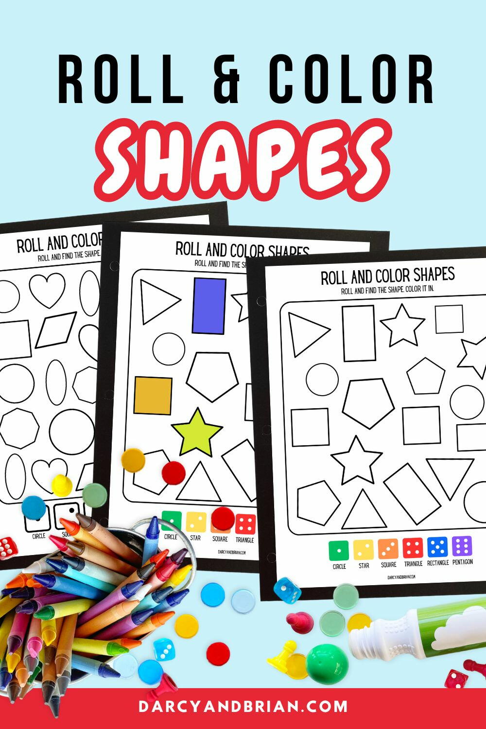 Roll And Color Shapes | AllFreeHolidayCrafts.com