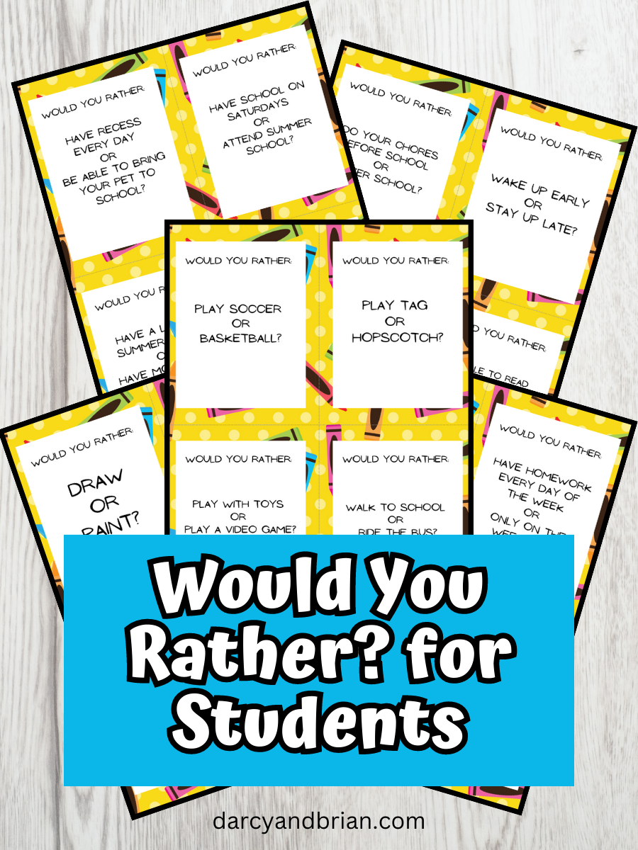 Printable Would You Rather Questions For Students | AllFreePaperCrafts.com