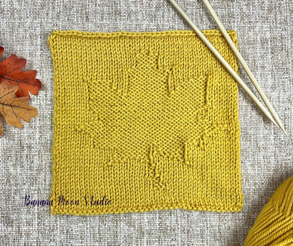 Maple Leaf Knit Square | AllFreeKnitting.com