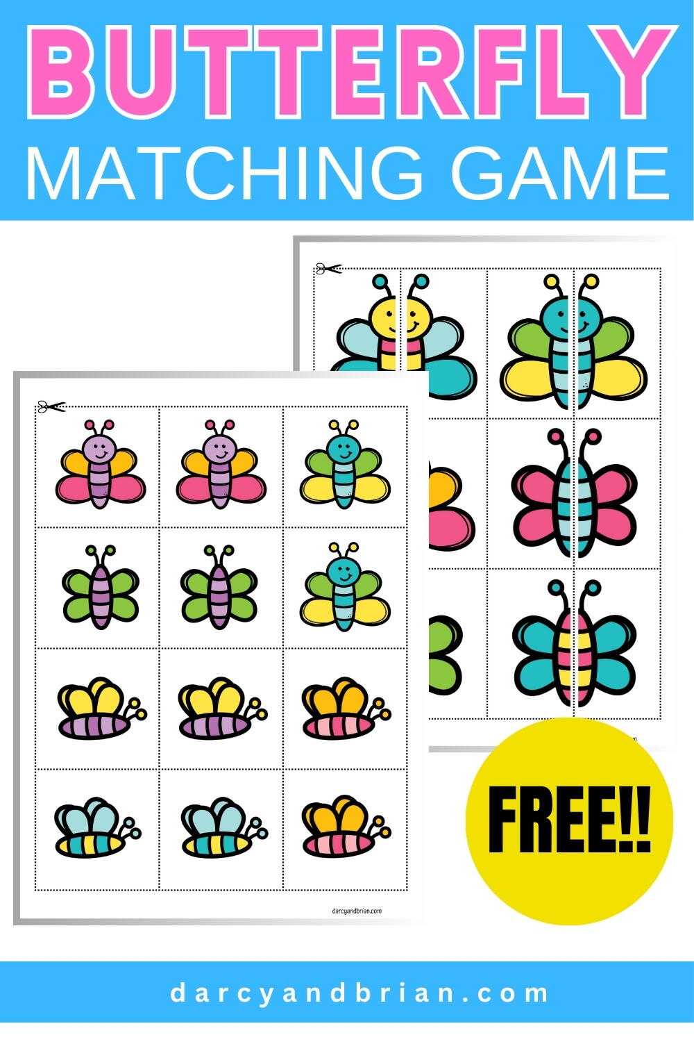 Butterfly Matching Game Printable | AllFreePaperCrafts.com