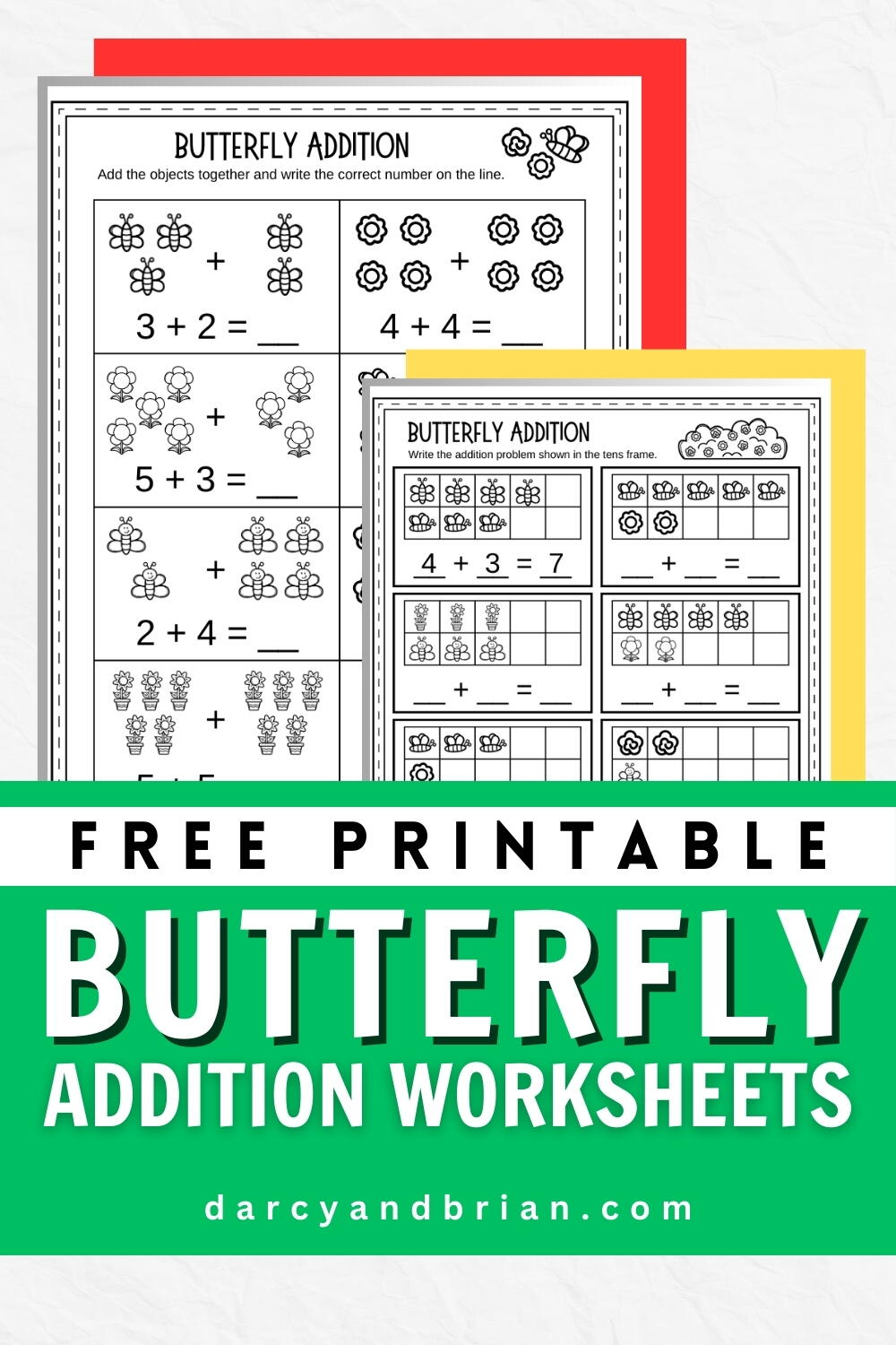 Butterfly Addition Worksheet | AllFreeKidsCrafts.com