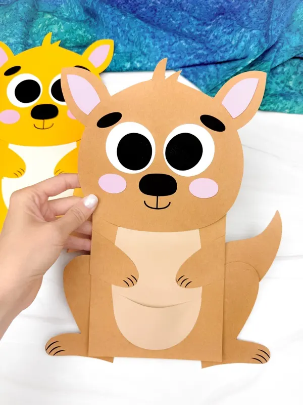 Cute Kangaroo Paper Bag Puppet | AllFreeHolidayCrafts.com