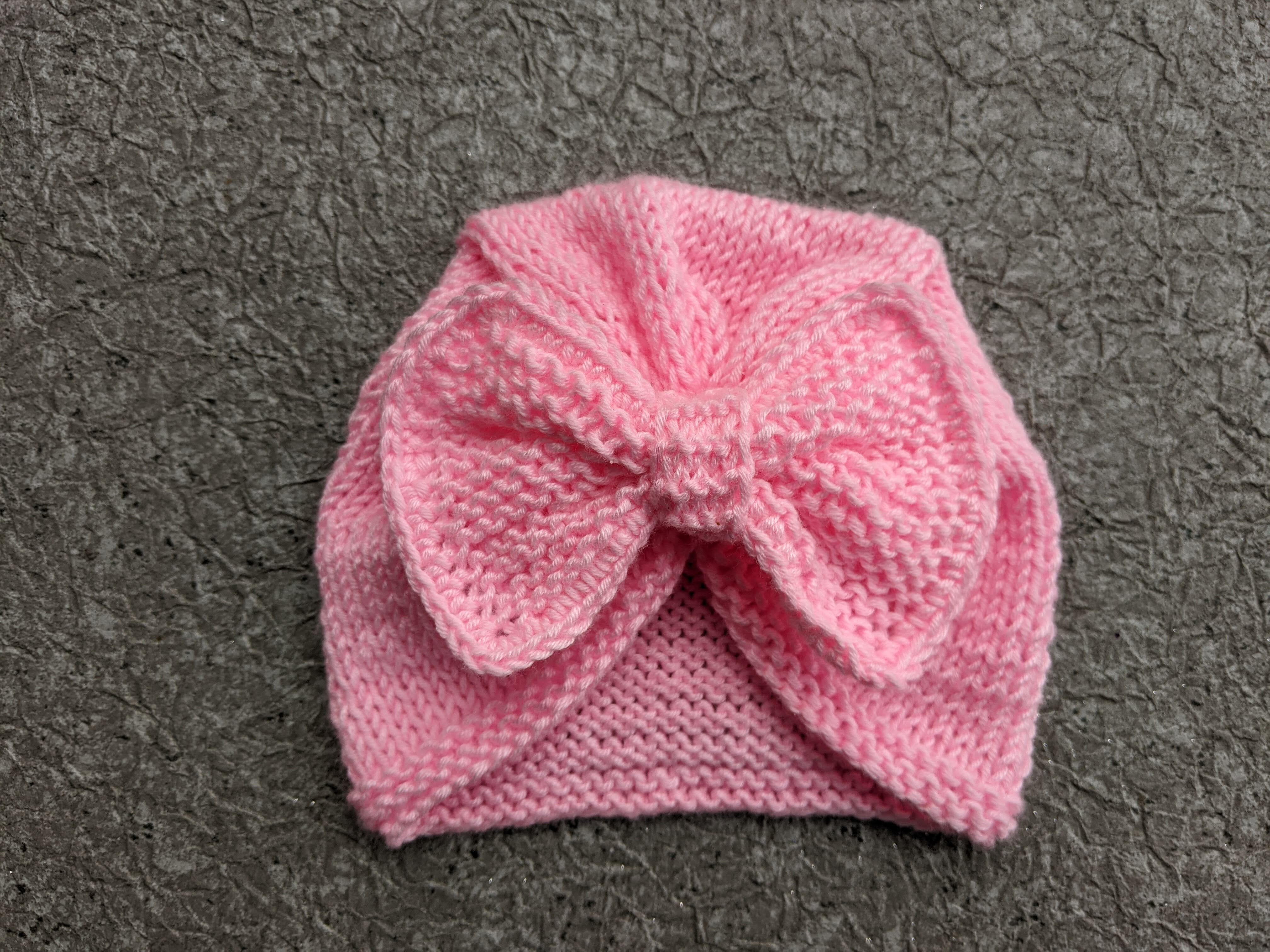 Baby Turban Hat Pattern With Bow | AllFreeKnitting.com