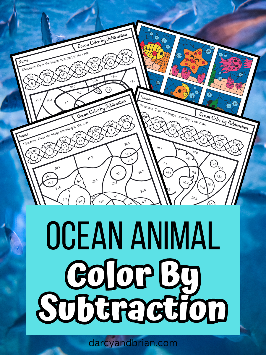Printable Ocean Animals Color By Subtraction Worksheets | FaveCrafts.com