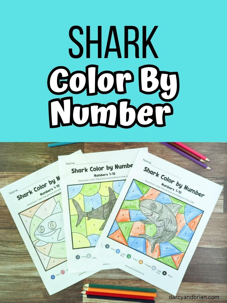 Shark Color By Number Printable Worksheets | AllFreeKidsCrafts.com