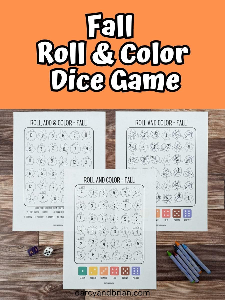 Roll And Color Fall Printable Dice Game | AllFreeKidsCrafts.com