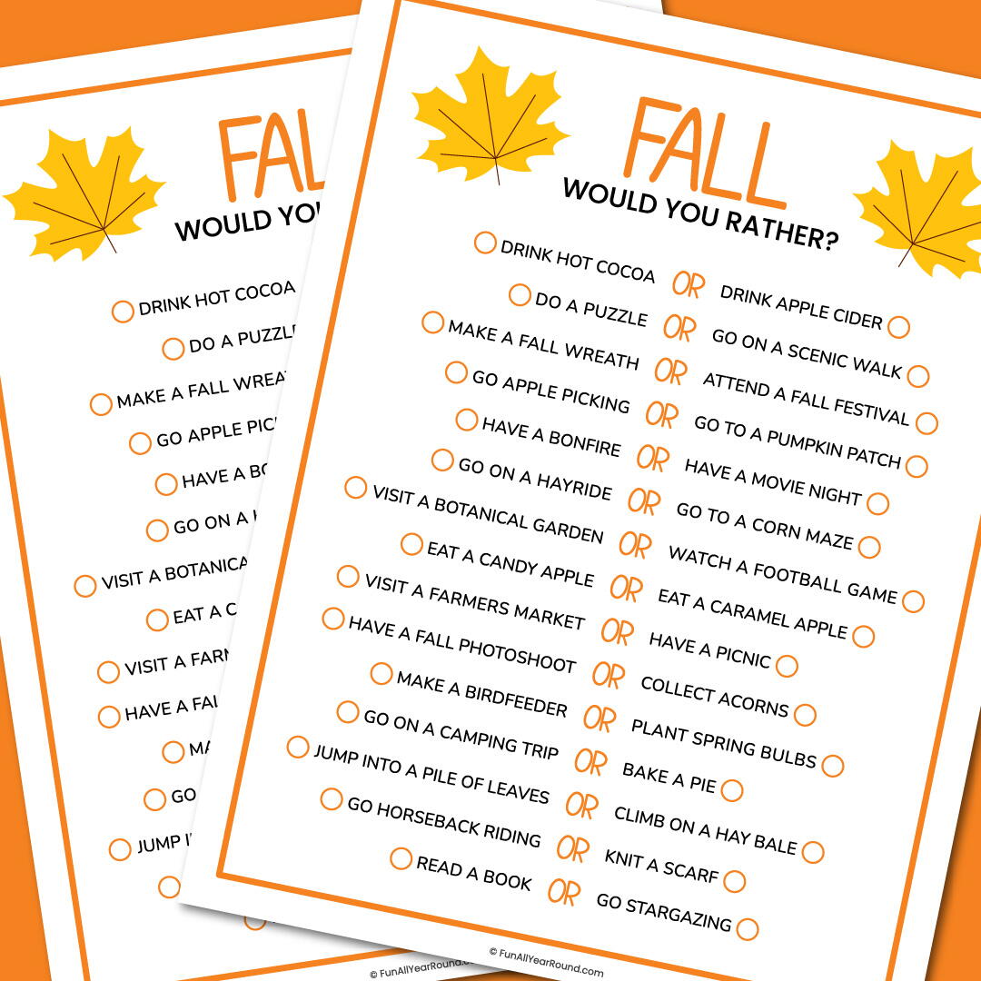 Fall Would You Rather | DIYIdeaCenter.com