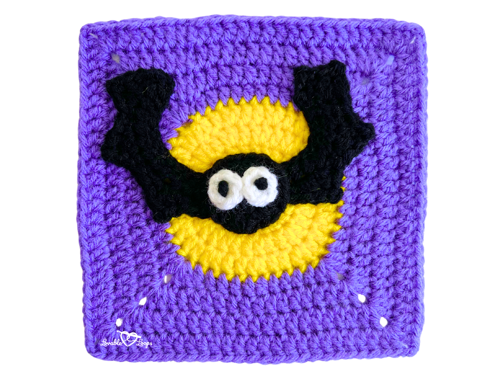 Halloween Bat Granny Square | AllFreeCrochet.com