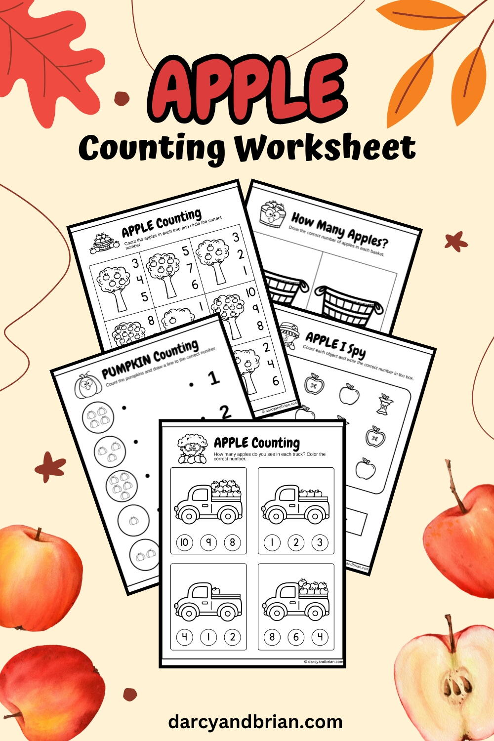 Apple Counting Worksheet | AllFreeHolidayCrafts.com
