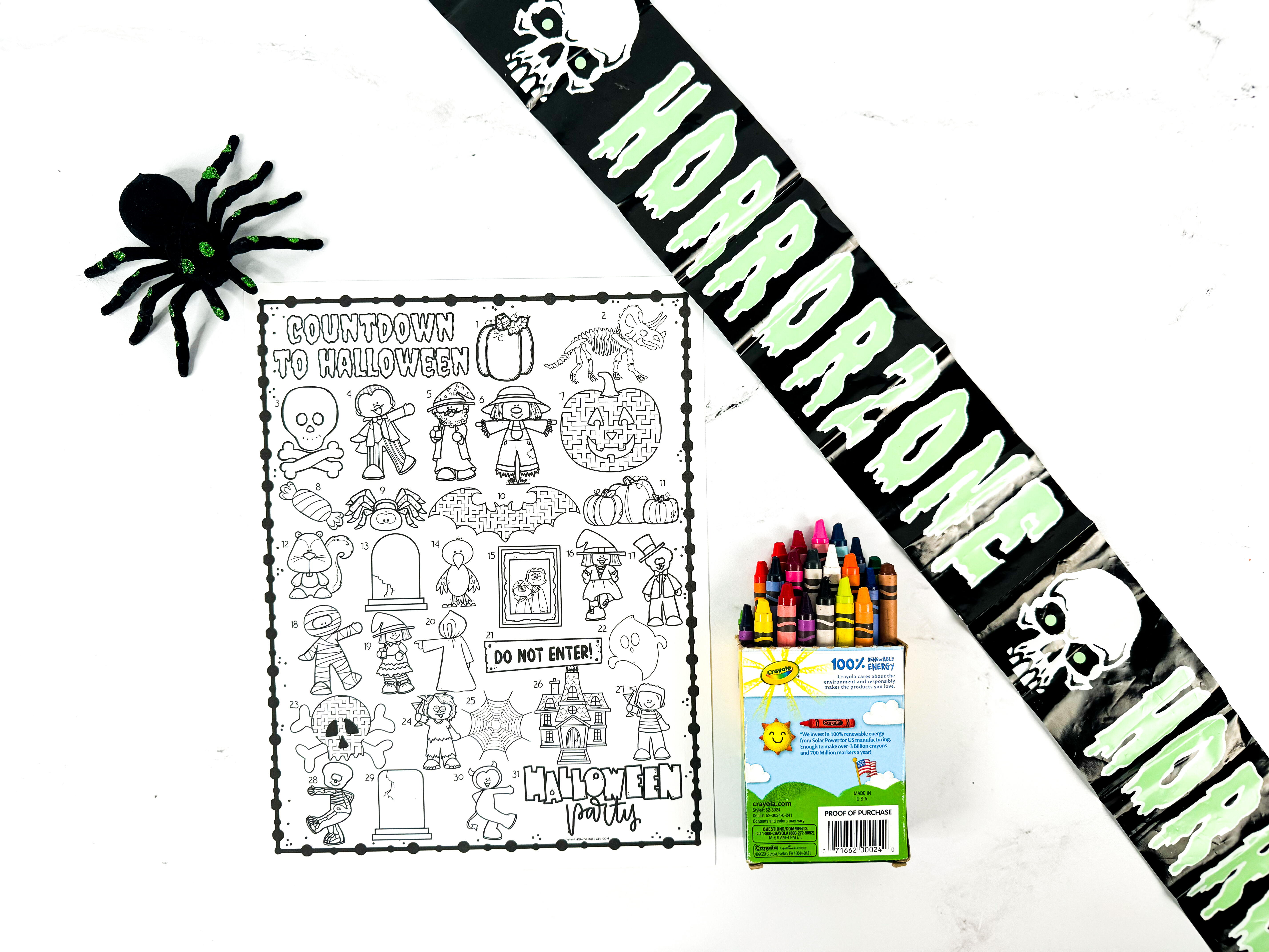 Countdown To Halloween Coloring Page | AllFreePaperCrafts.com